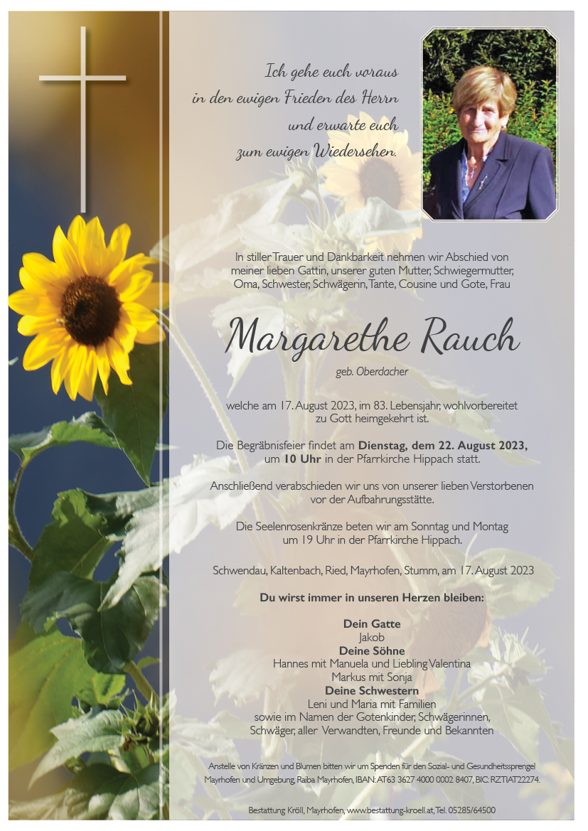 Kröll Franz Bestattung- und Überführungs GesmbH - Sterbefälle