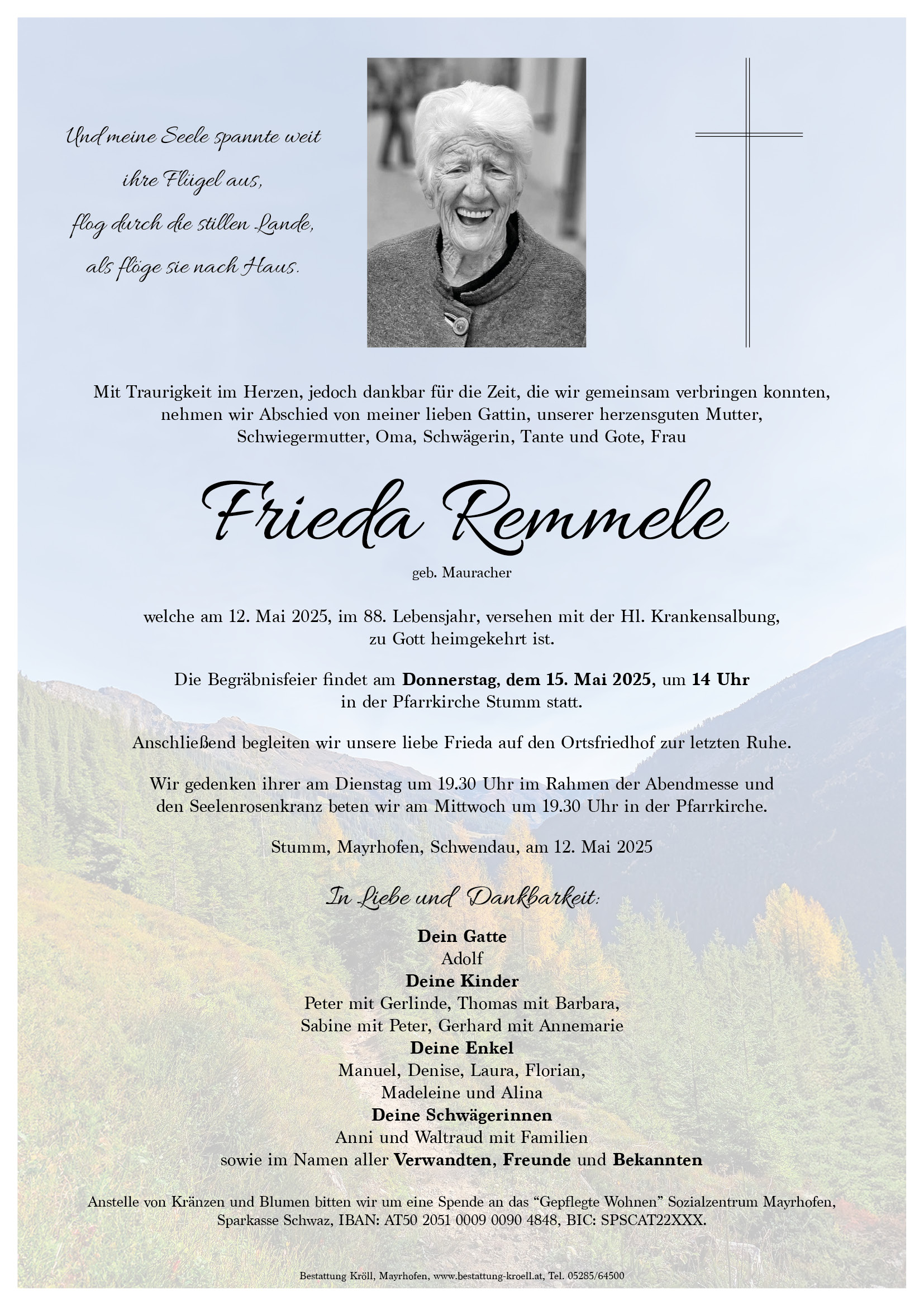 Kröll Franz Bestattung- und Überführungs GesmbH - Sterbefälle