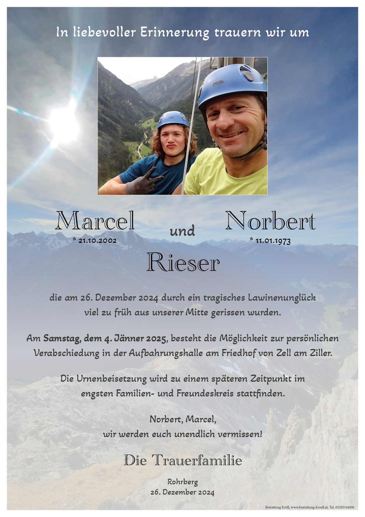 Kröll Franz Bestattung- und Überführungs GesmbH - Sterbefälle